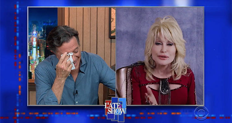 Watch Dolly Parton Make Stephen Colbert Cry on The Late Show – Singing ...